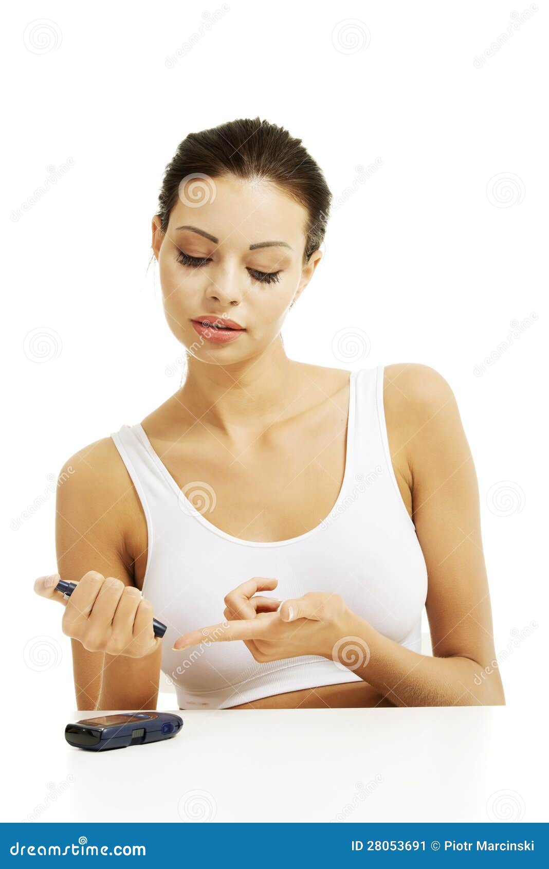Diabetes Patient Measuring Glucose Level Stock Image - Image of ...