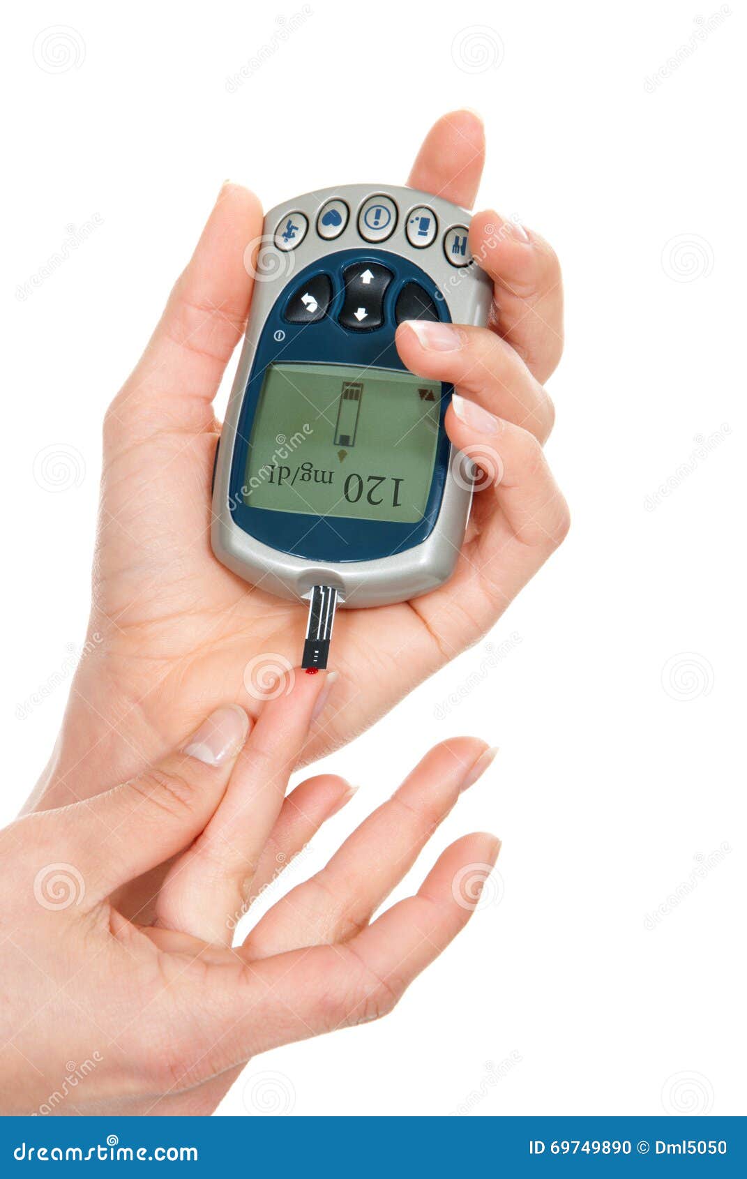 Dependent First Type Diabetes Patient Measuring Glucose Level Blood ...