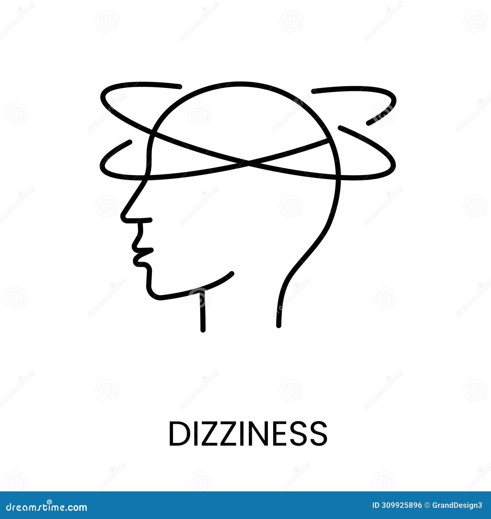 Dizziness Line Icon, Stress And Human, Confused Man Sign, Vector ...