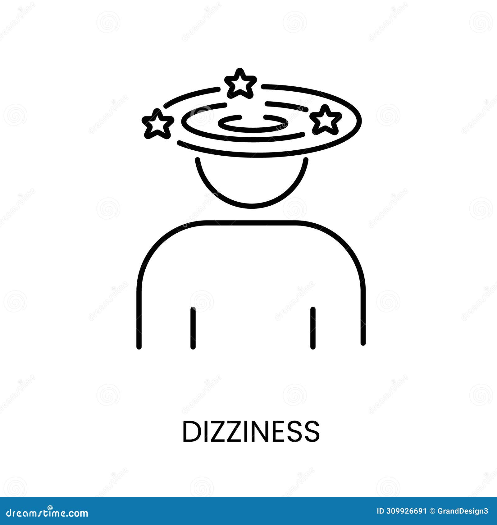 Diabetes Symptom Dizziness Line Vector Icon with Editable Stroke Stock ...