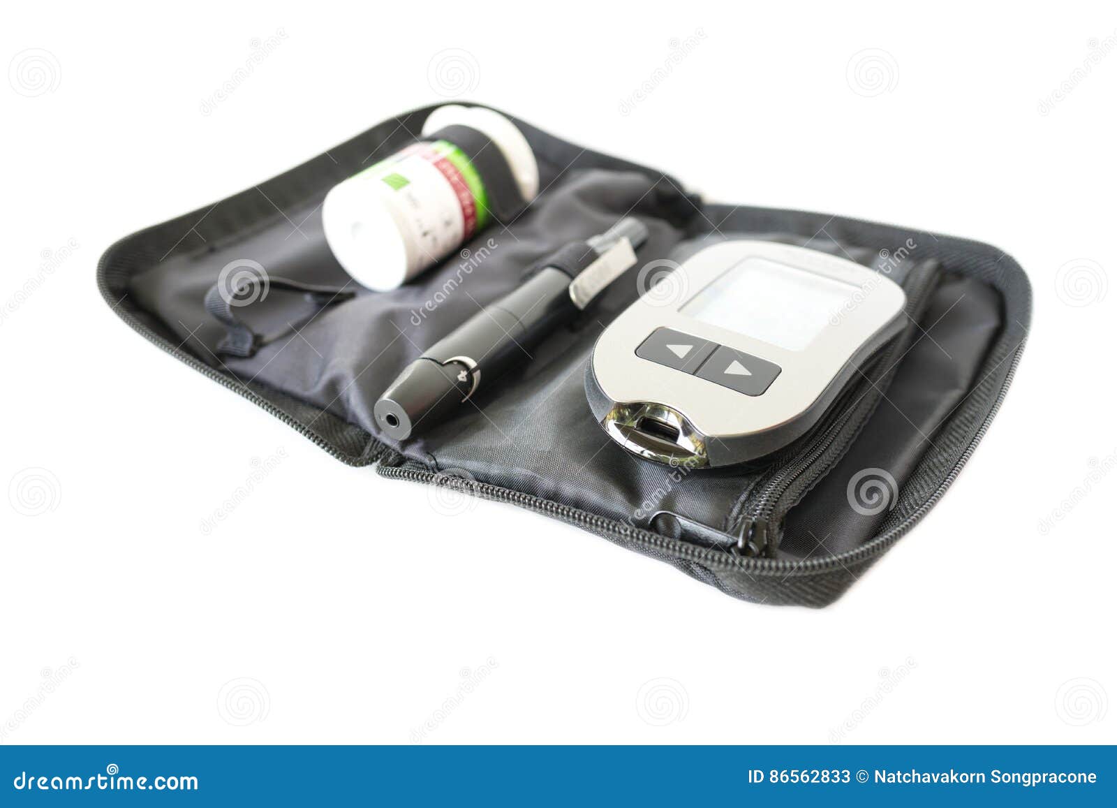 Diabetic Blood Test Kit in Black Case with Clipping Path Stock Image ...