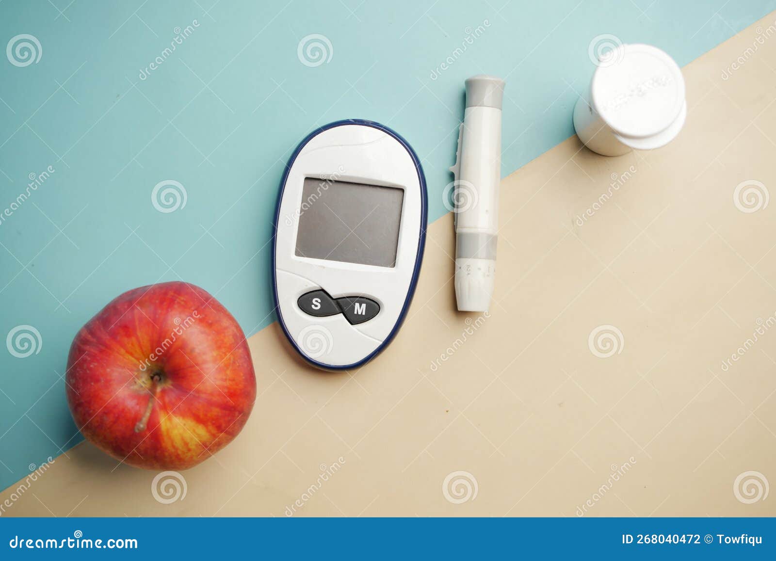 Diabetic Measurement Tools, Apple on Table Stock Photo - Image of ...