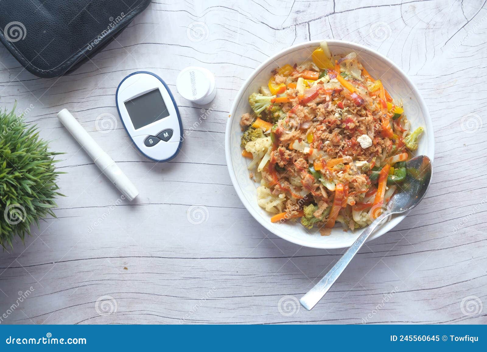 Diabetic Measurement Tools and Healthy Food on Table Stock Image ...
