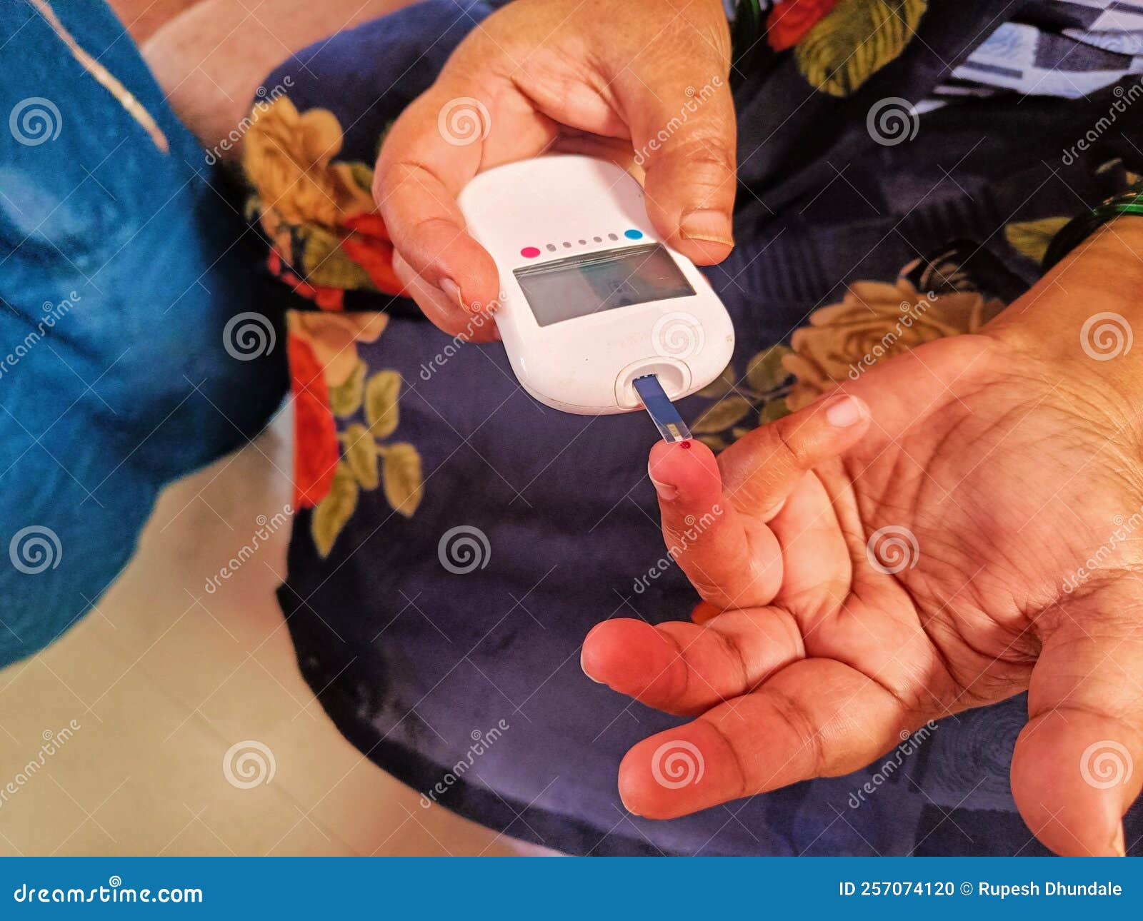 Diabetic Patient Checking Sugar Level by Machine Stock Photo - Image of ...
