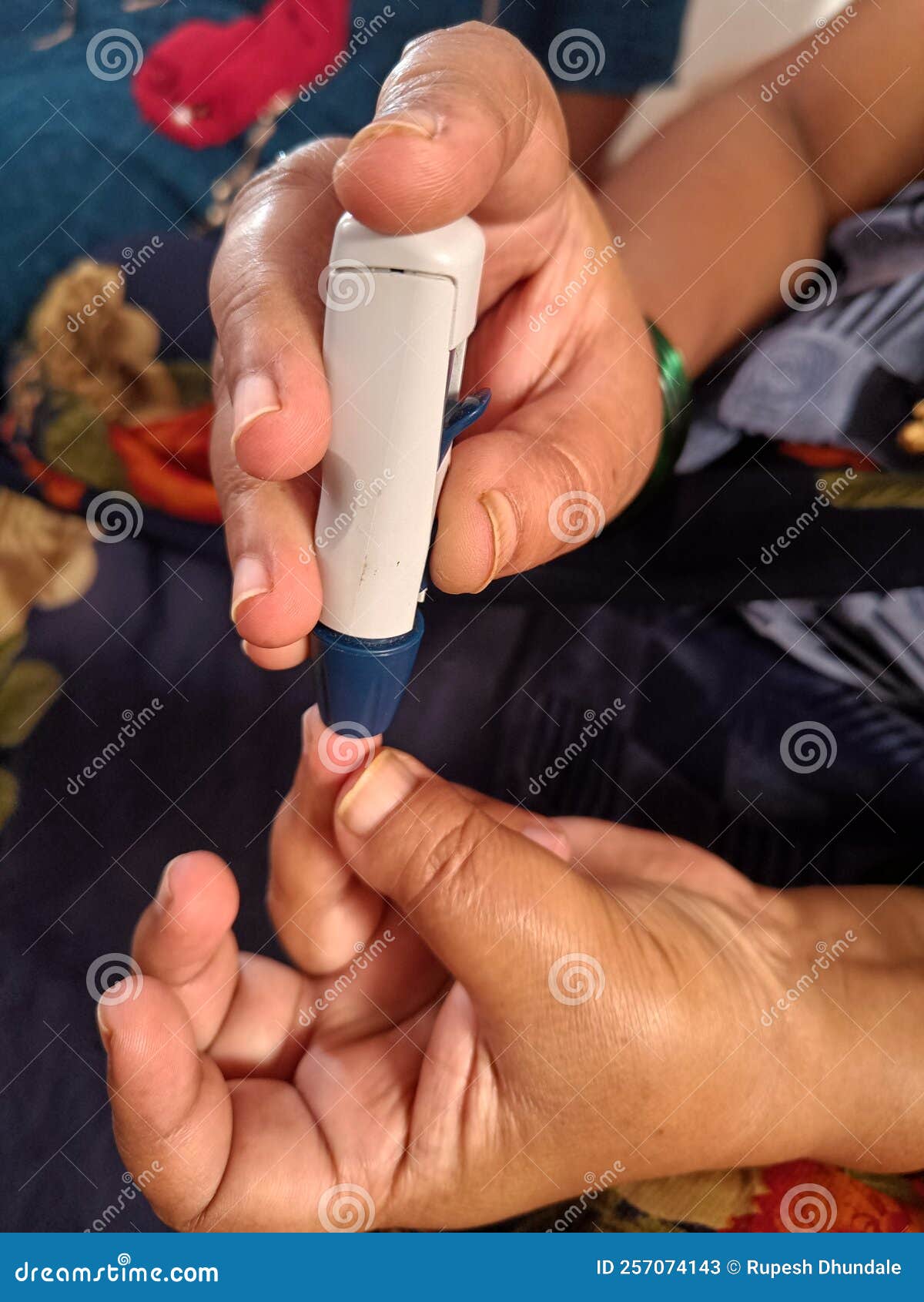 Diabetic Patient Checking Sugar Level by Machine Stock Image - Image of ...