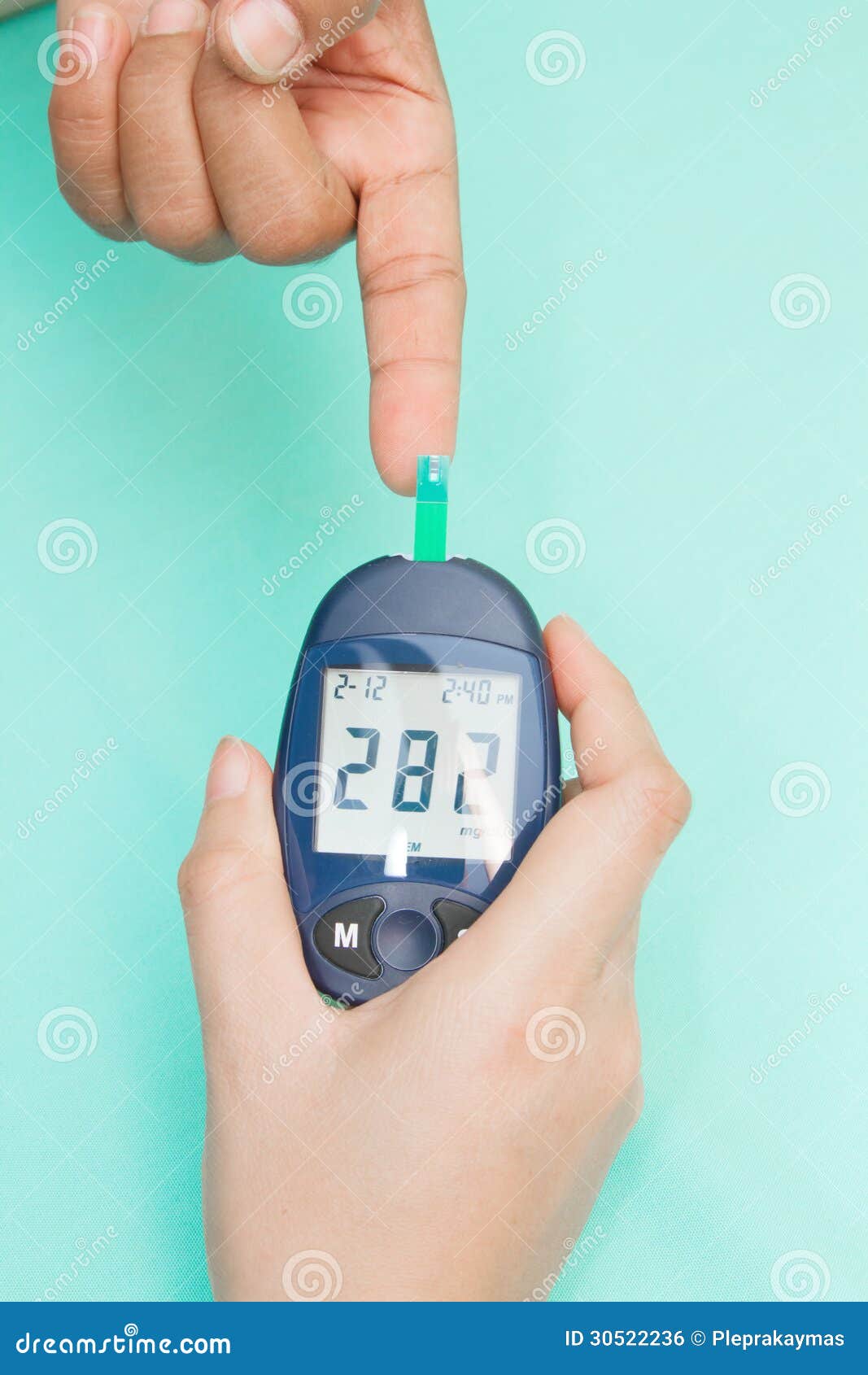 Diabetic Patient Measuring Glucose With Glucometer Stock Photography ...