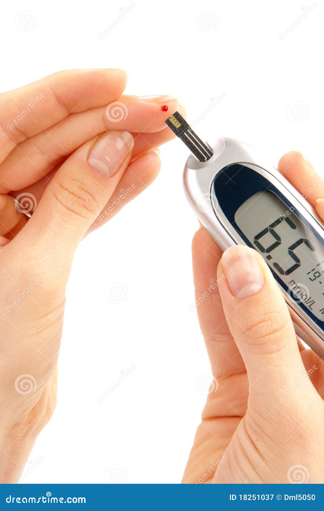 Diabetic Patient Is Measuring Glucose Level In Blood With Glucometer ...