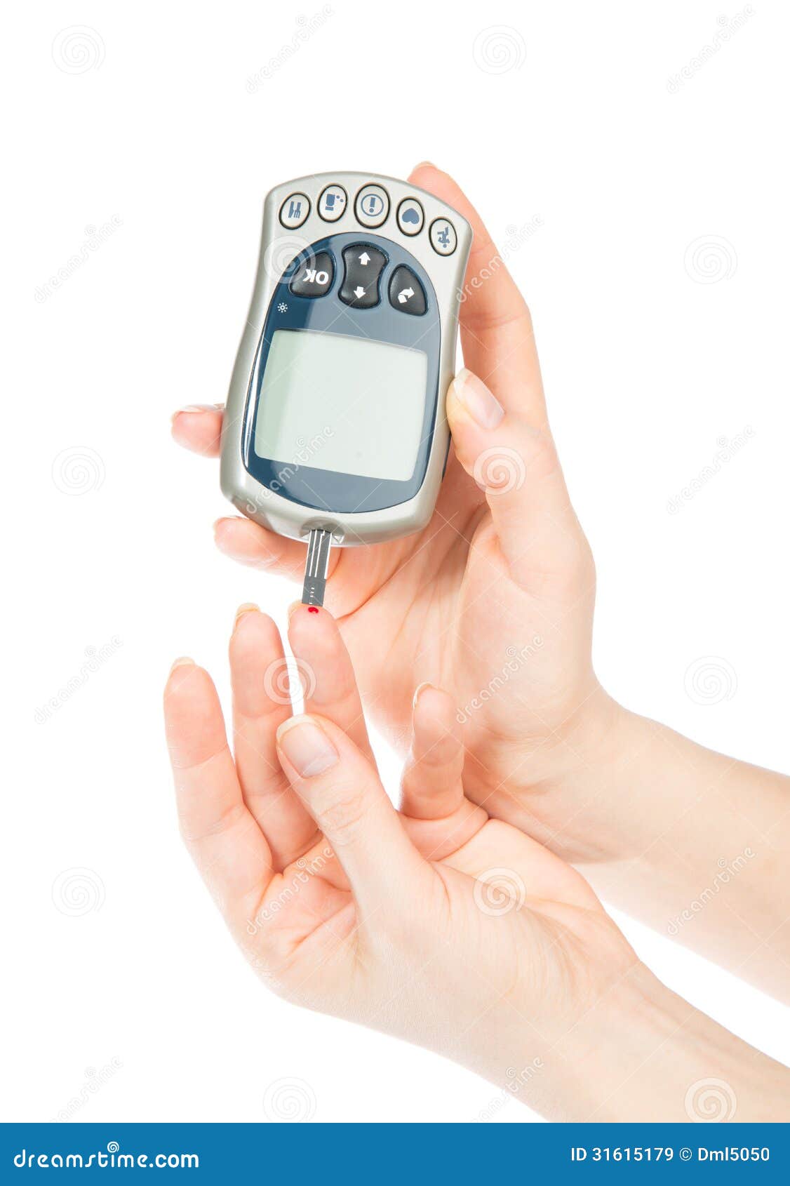 Dependent First Type Diabetes Patient Measuring Glucose Level Blood ...