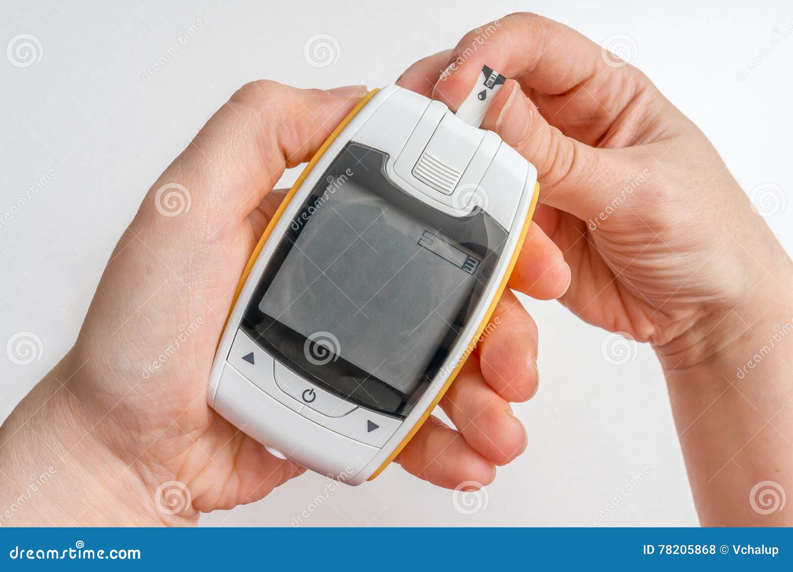 Diabetic Patient is Using Glucometer for Measuring Blood Glucose Level ...