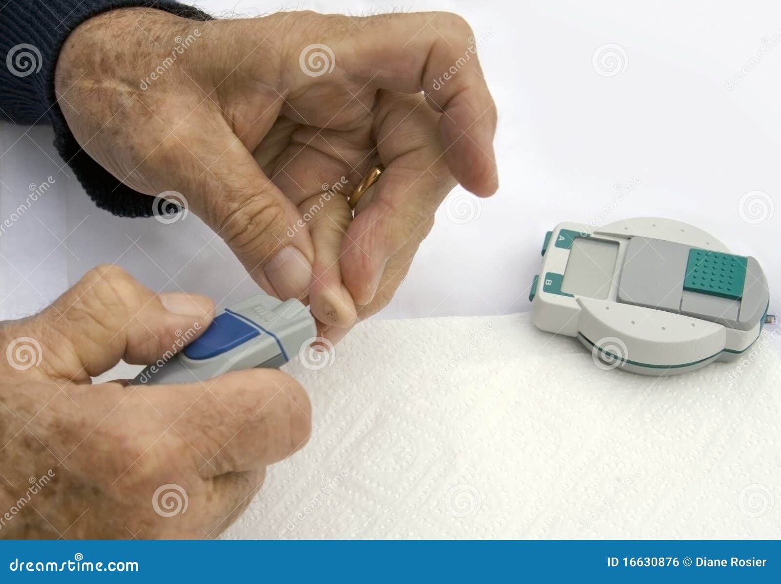 Diabetic Senior Man Checking Sugar Levels Stock Photo - Image of ...