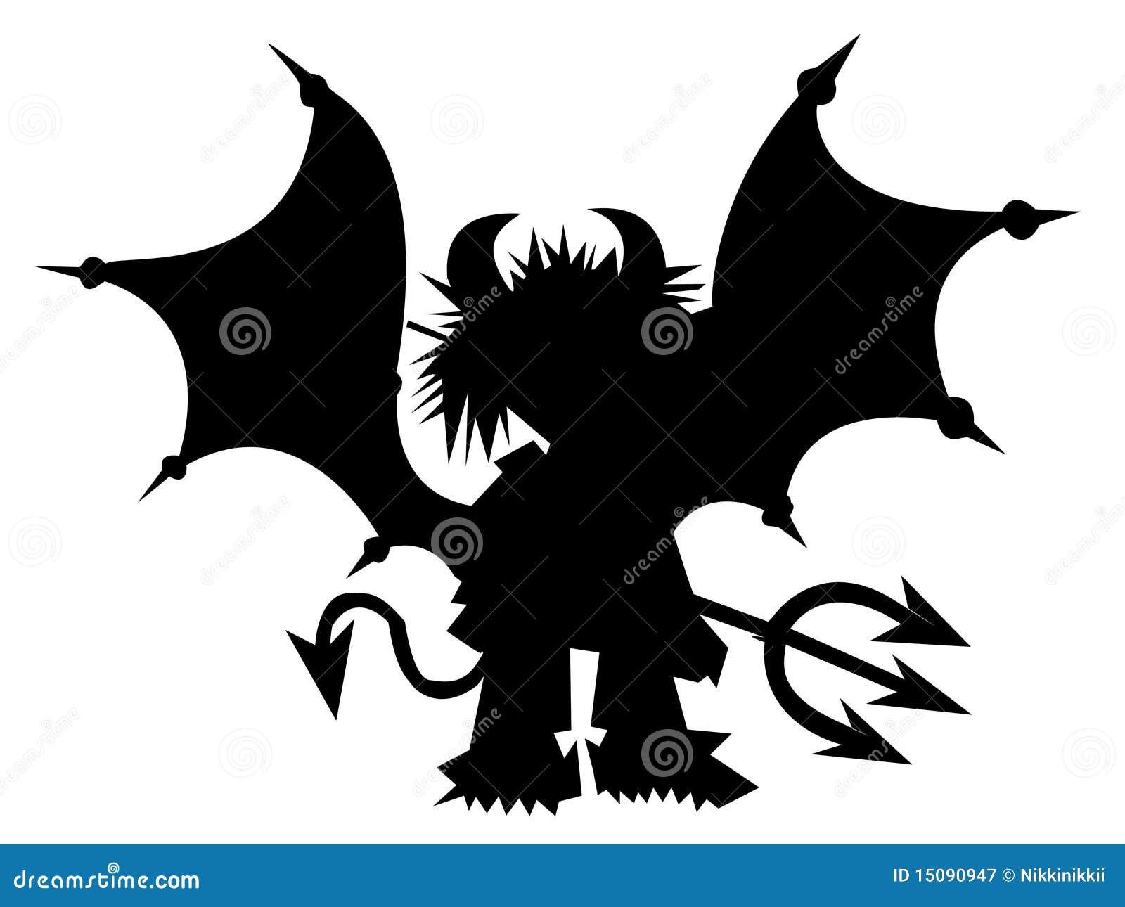 Diable Noir Avec Le Trident Illustration Stock - Illustration du ...