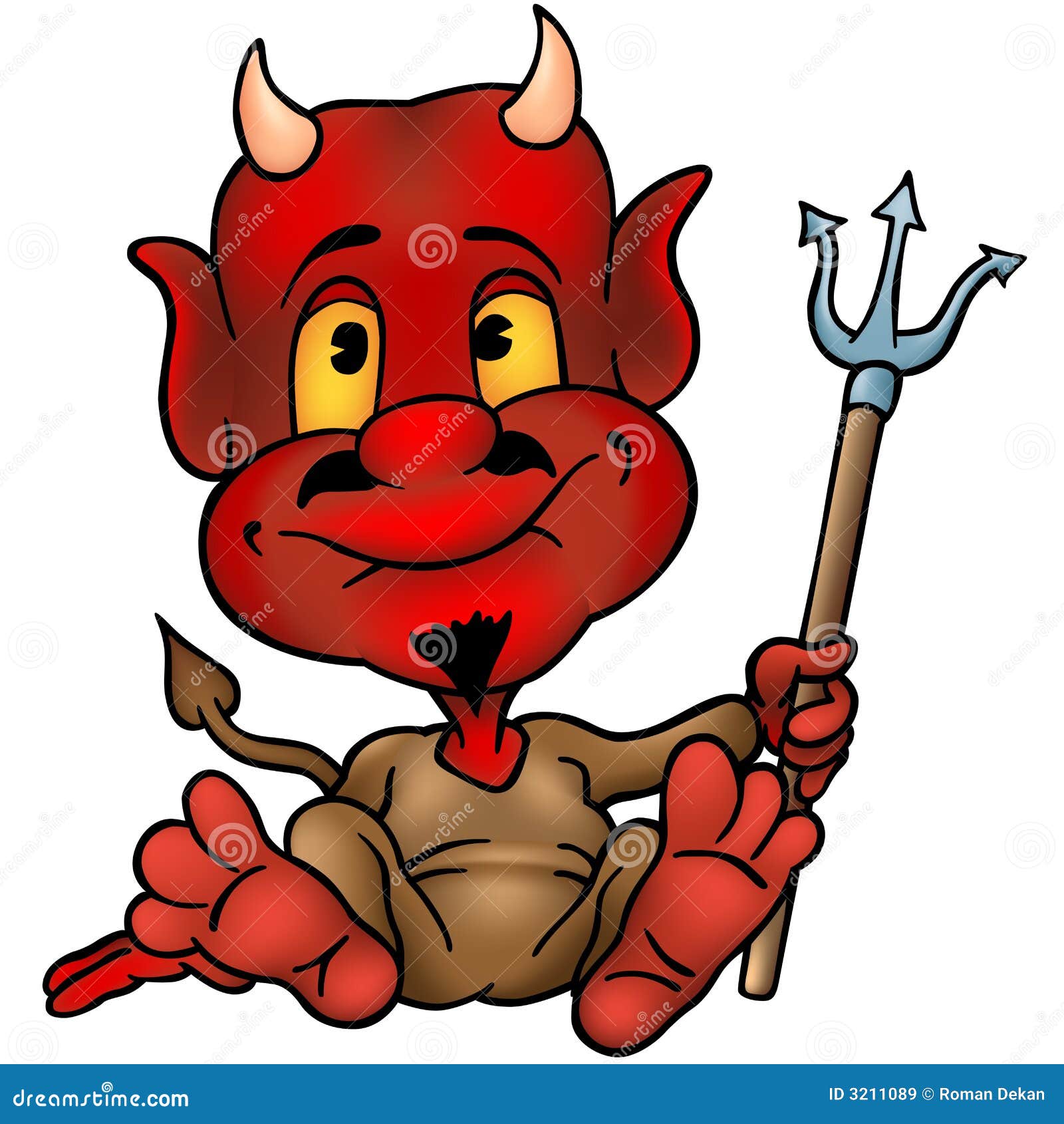 Diable Rouge Avec Le Trident Illustration de Vecteur - Illustration du ...