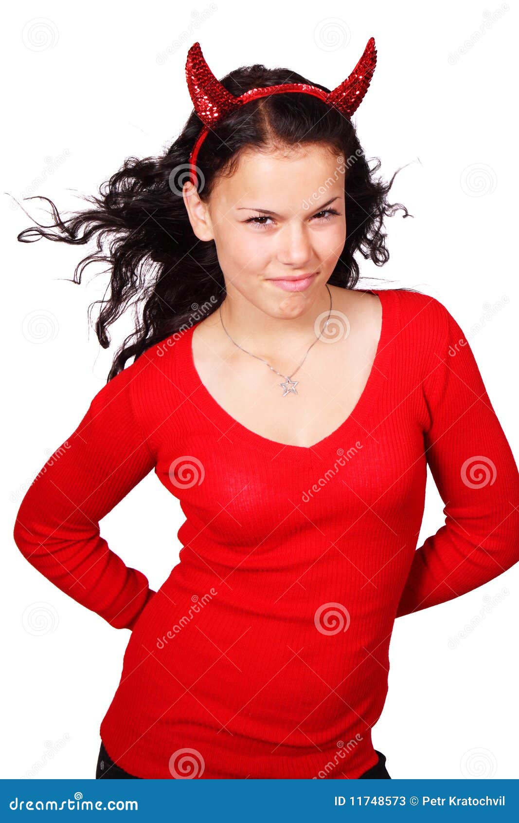 Diable rouge fâché image stock. Image du femelle, vilain - 11748573