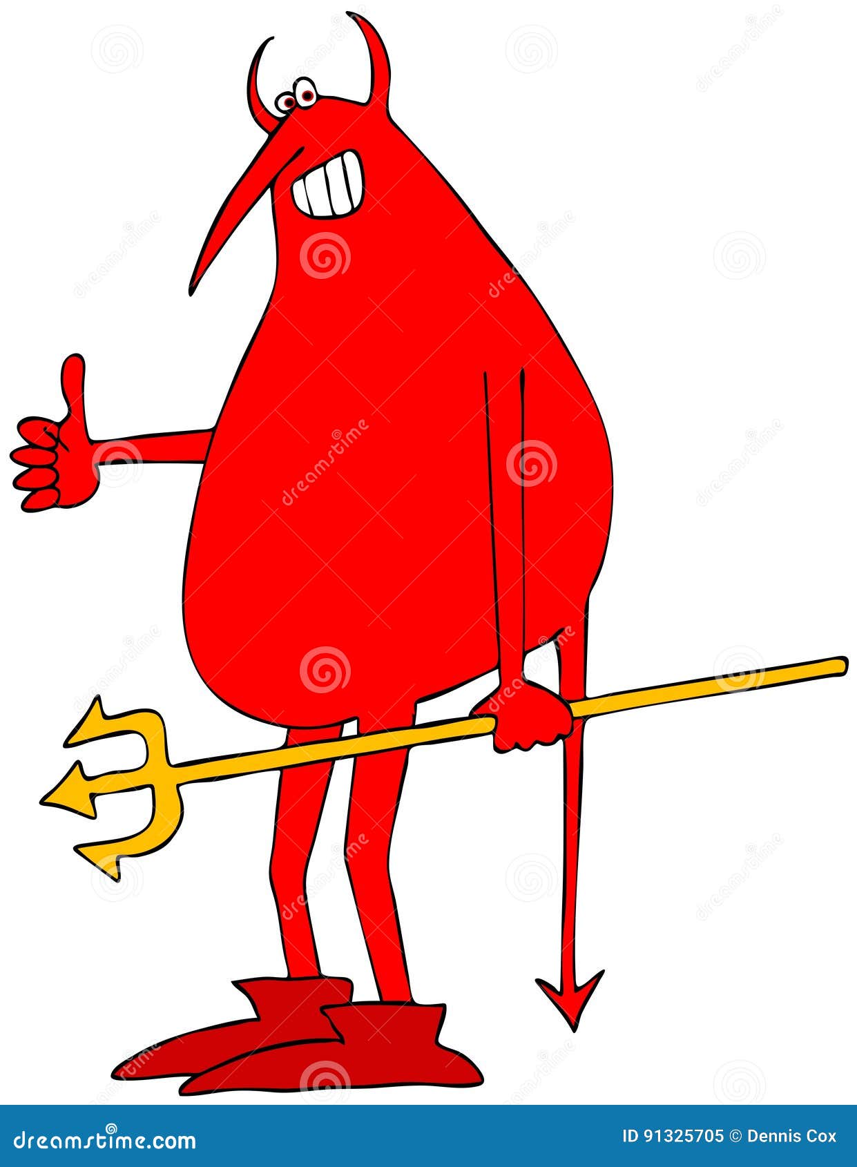 Diable Rouge Tenant Une Fourche Illustration Stock - Illustration du ...