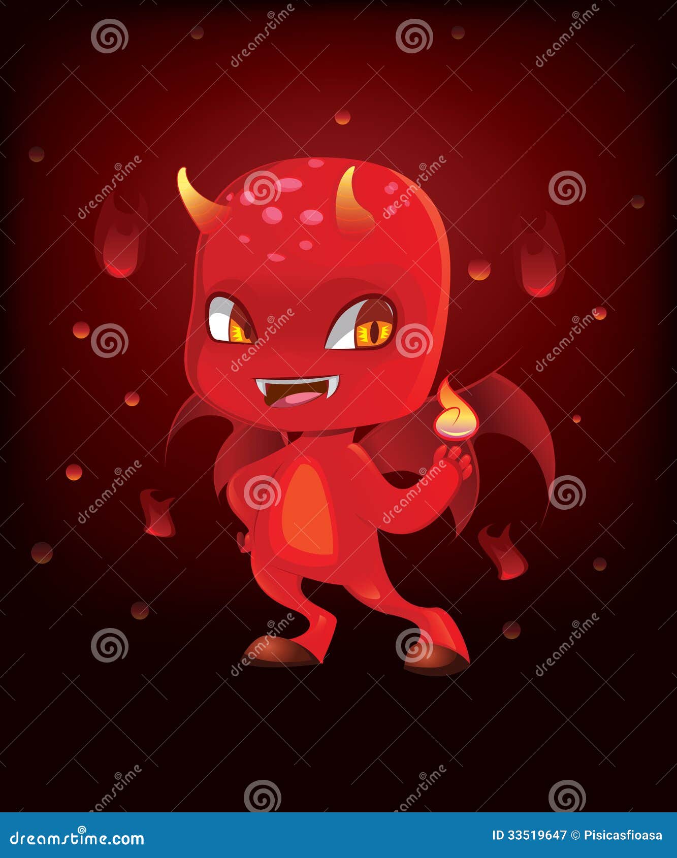 Diablo asustadizo lindo ilustración del vector. Ilustración de claxones ...