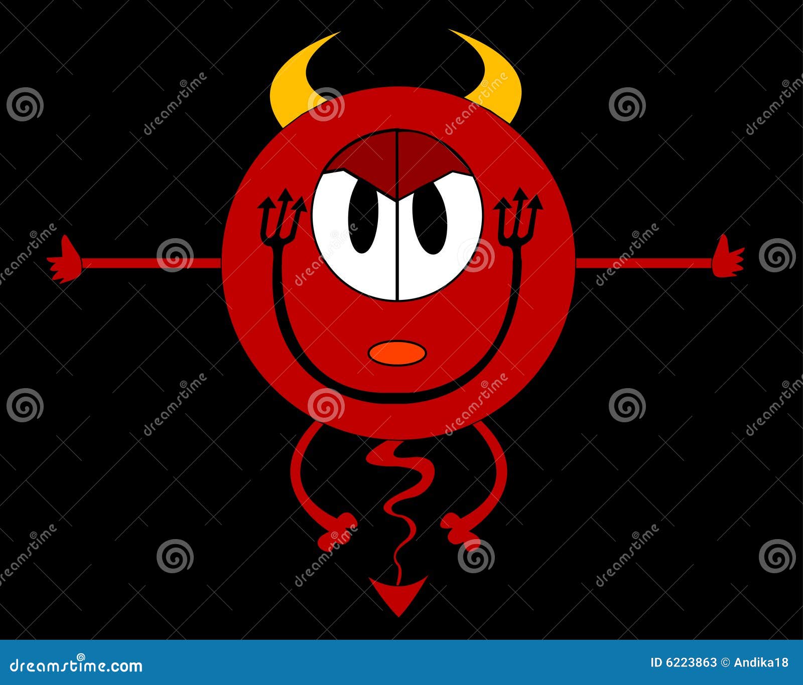 Diabo Dos Desenhos Animados Ilustração do Vetor - Ilustração de linha ...