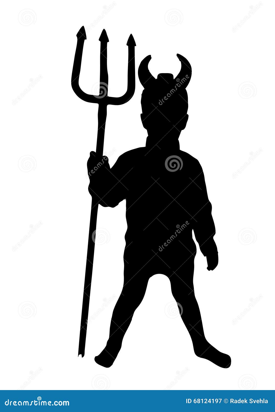 Diabo Pequeno Com Tridente (silhueta) Ilustração do Vetor - Ilustração ...