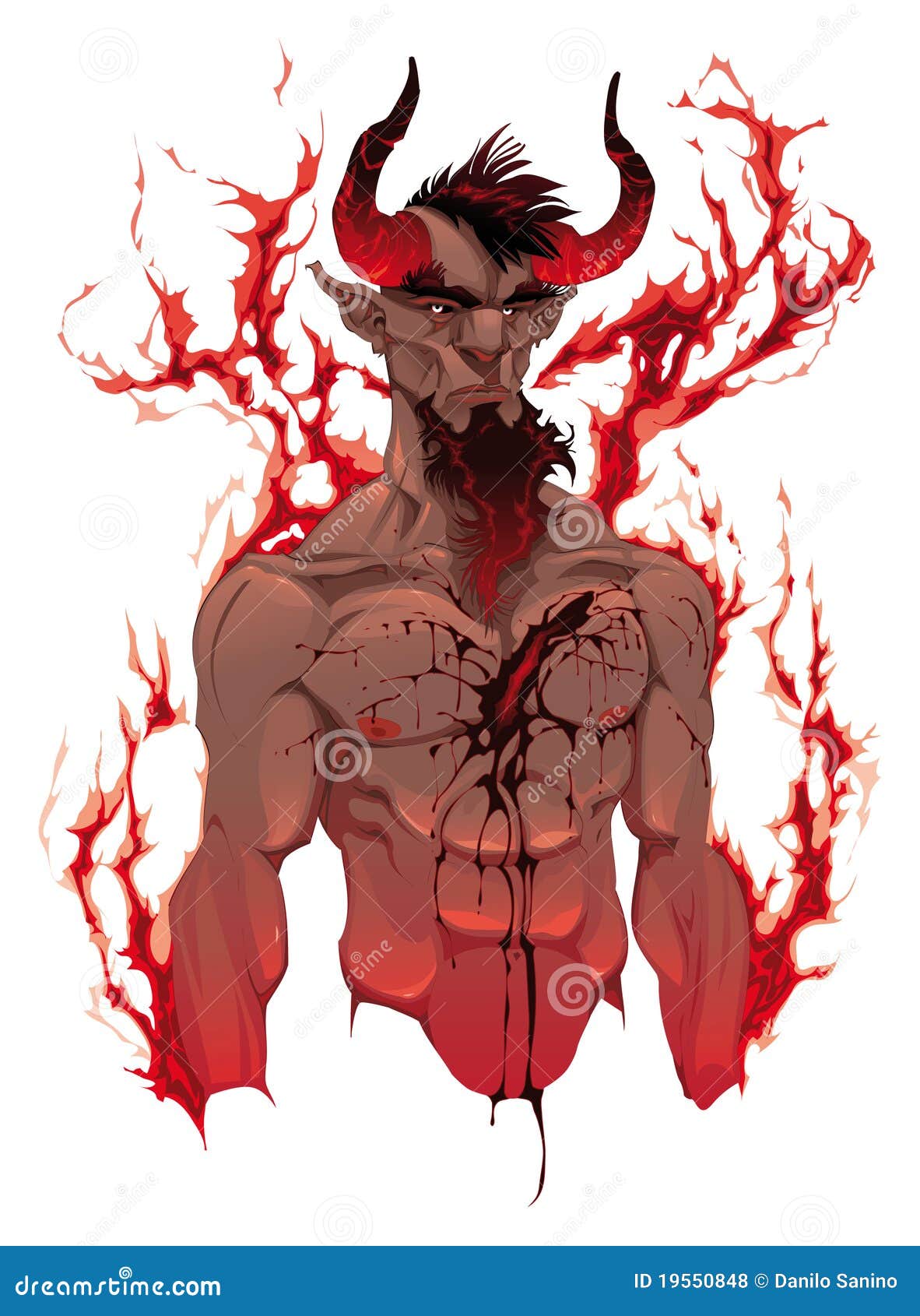 Diabo. Retrato do demónio ilustração do vetor. Ilustração de incêndio ...