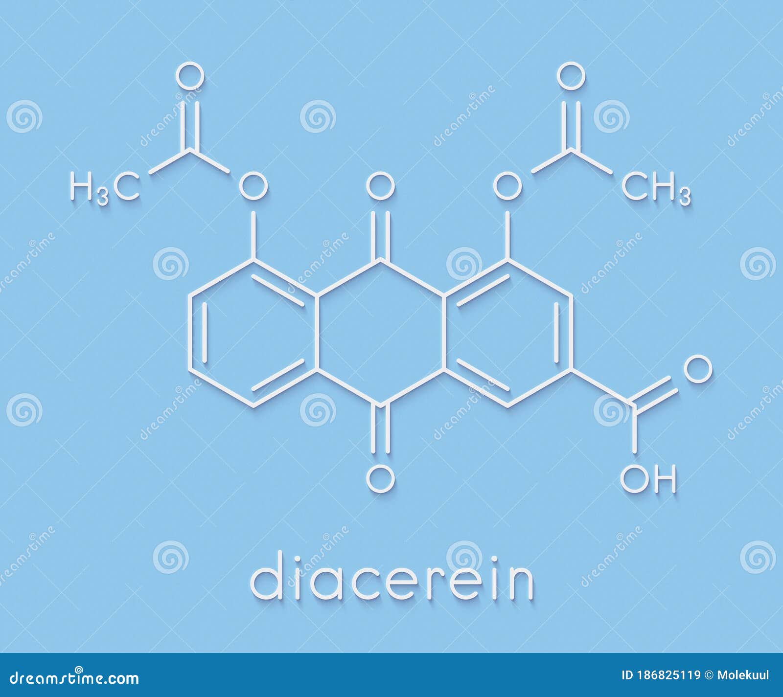 Diacerein Drug Molecule. Skeletal Formula. Stock Illustration ...