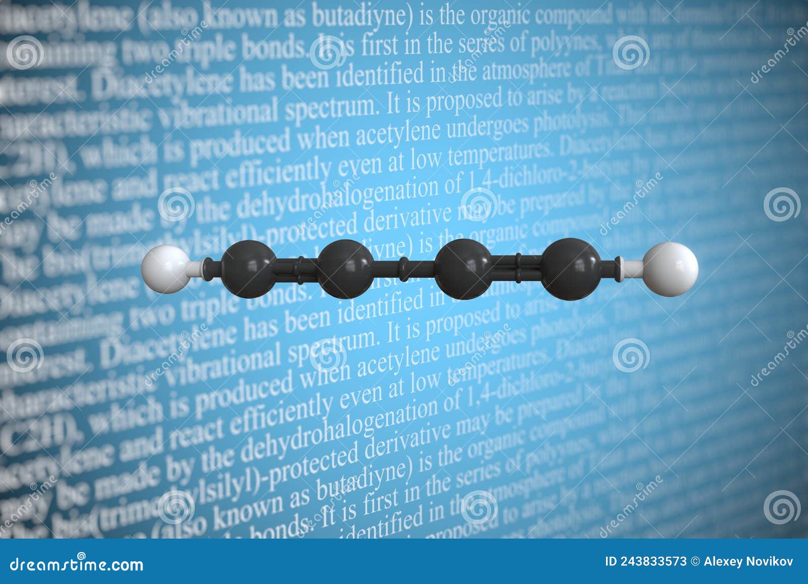 Diacetylene Scientific Molecular Model, 3D Rendering Stock Illustration ...
