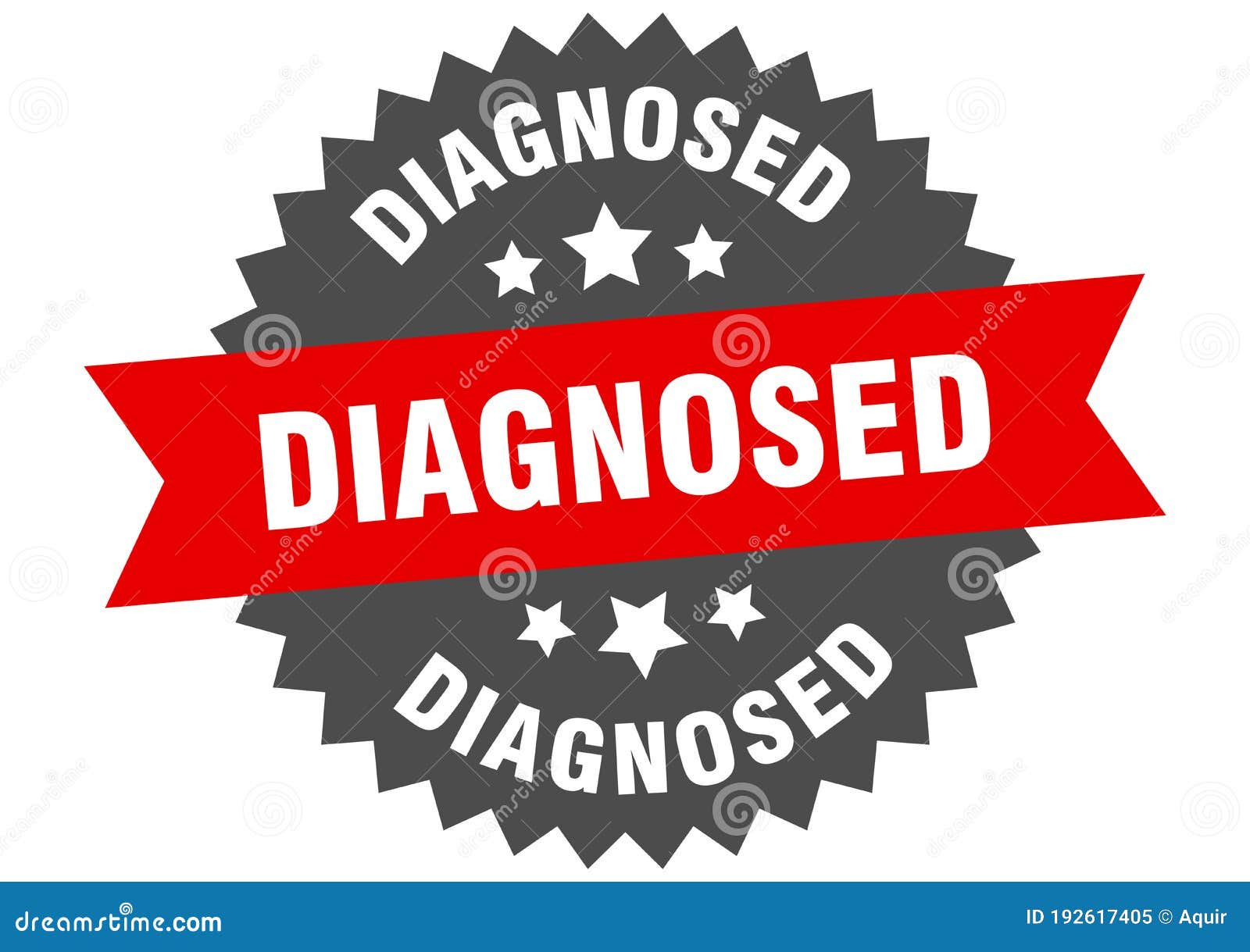 Diagnosed Sign. Diagnosed Round Isolated Ribbon Label. Cartoon Vector ...