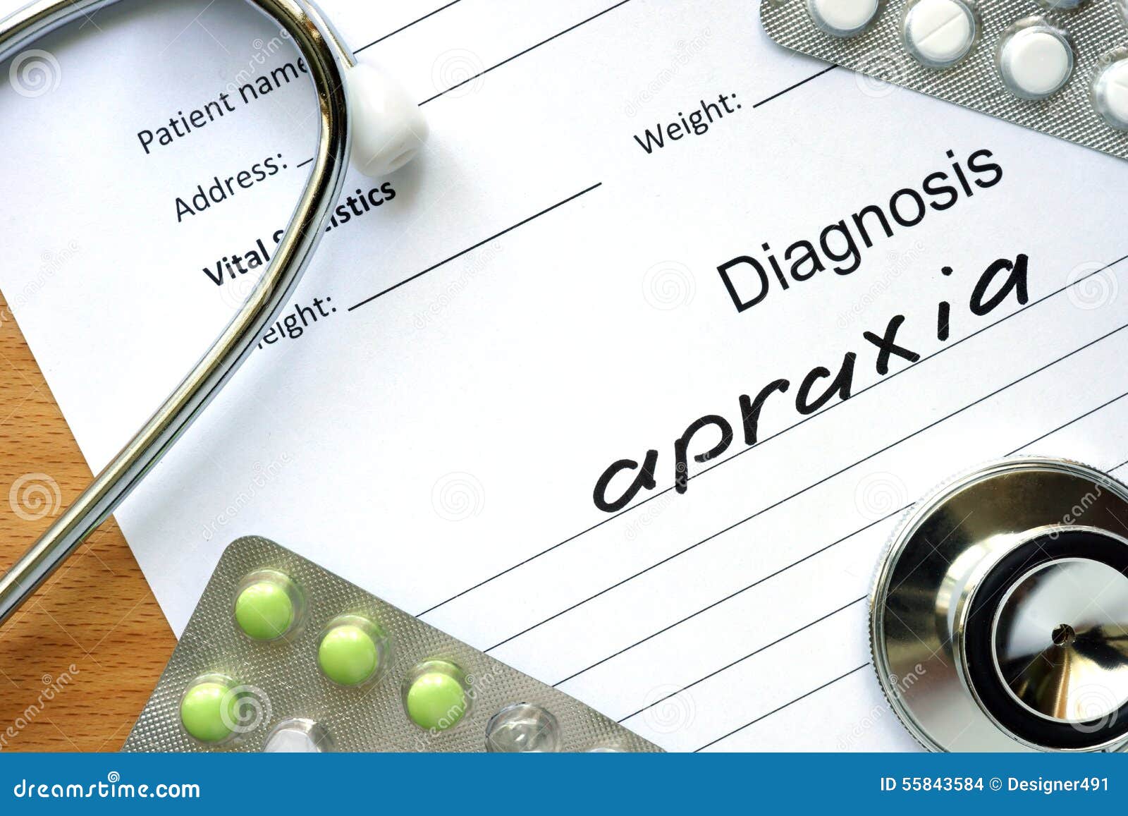 Diagnoseform Mit Diagnosen-Apraxie Stockfoto - Bild von pathologie ...