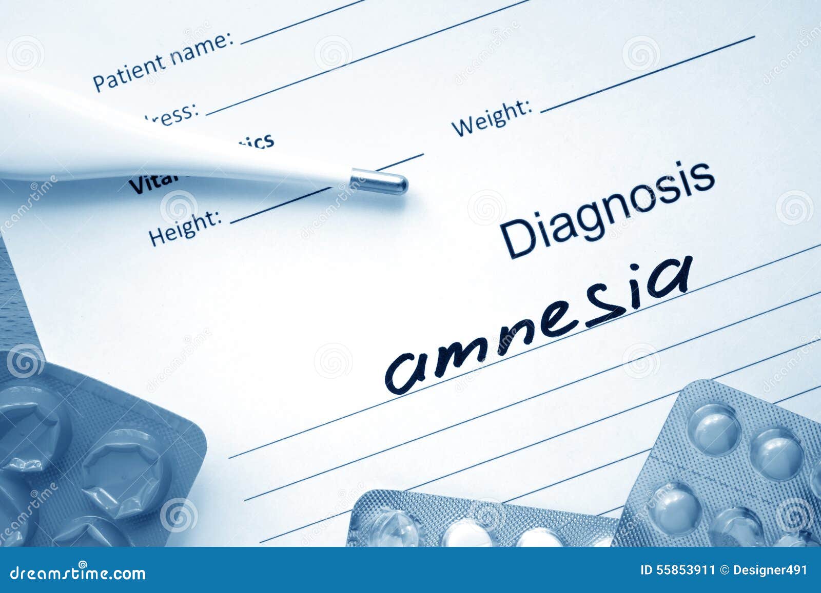 Diagnosis Amnesia and Stethoscope. Stock Image - Image of damage ...