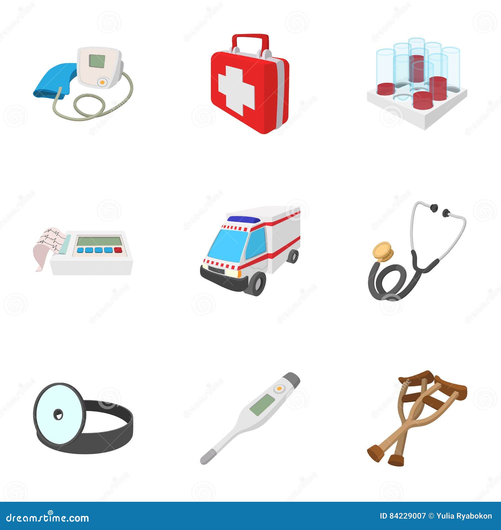 Diagnosis Icons Set, Cartoon Style Stock Vector - Illustration of life ...