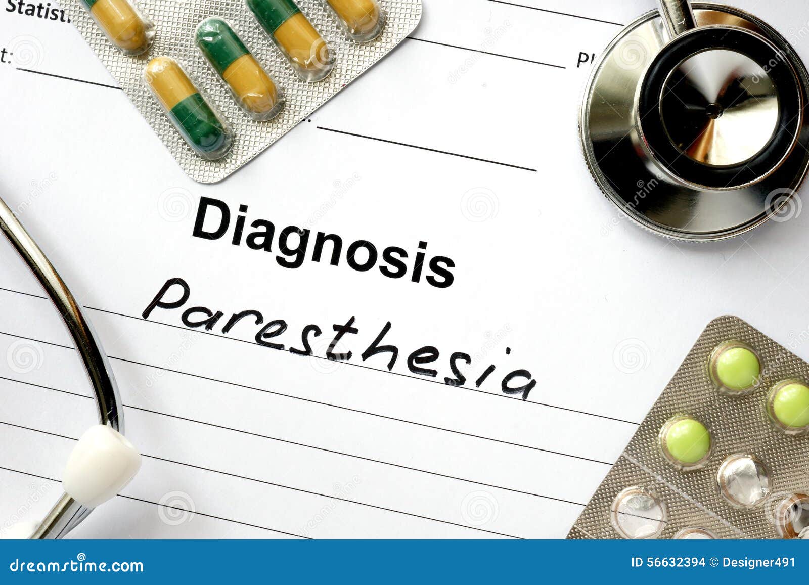 Diagnosis Paresthesia and Stethoscope. Stock Photo - Image of health ...