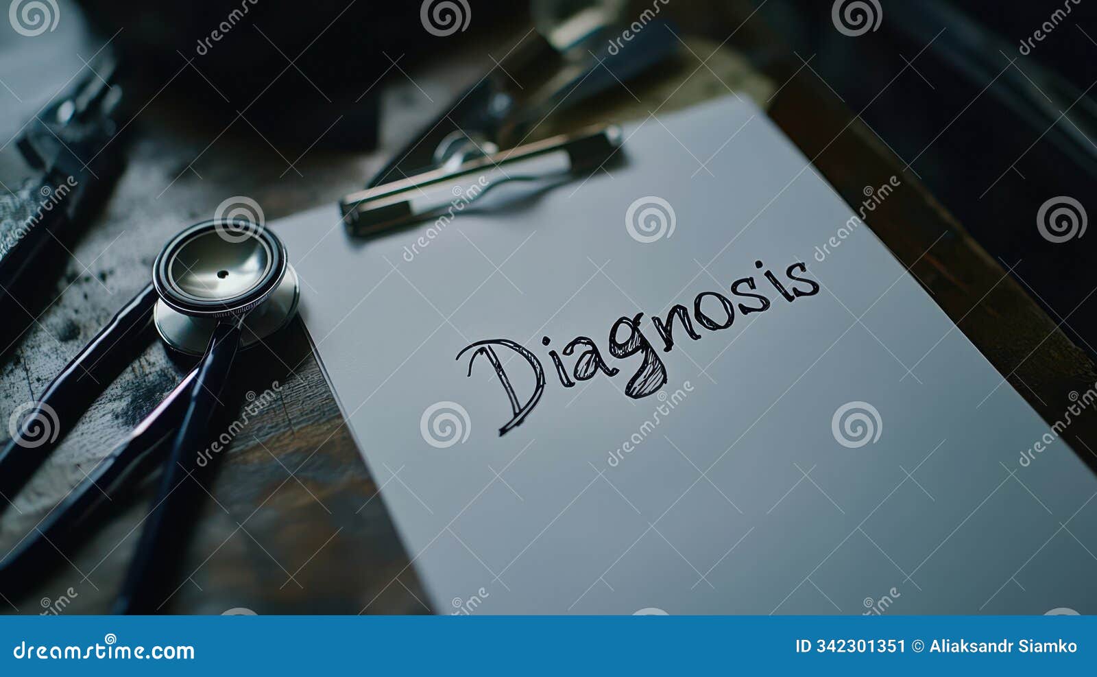 Diagnosis Text Written on White Paper Surface Stock Illustration ...