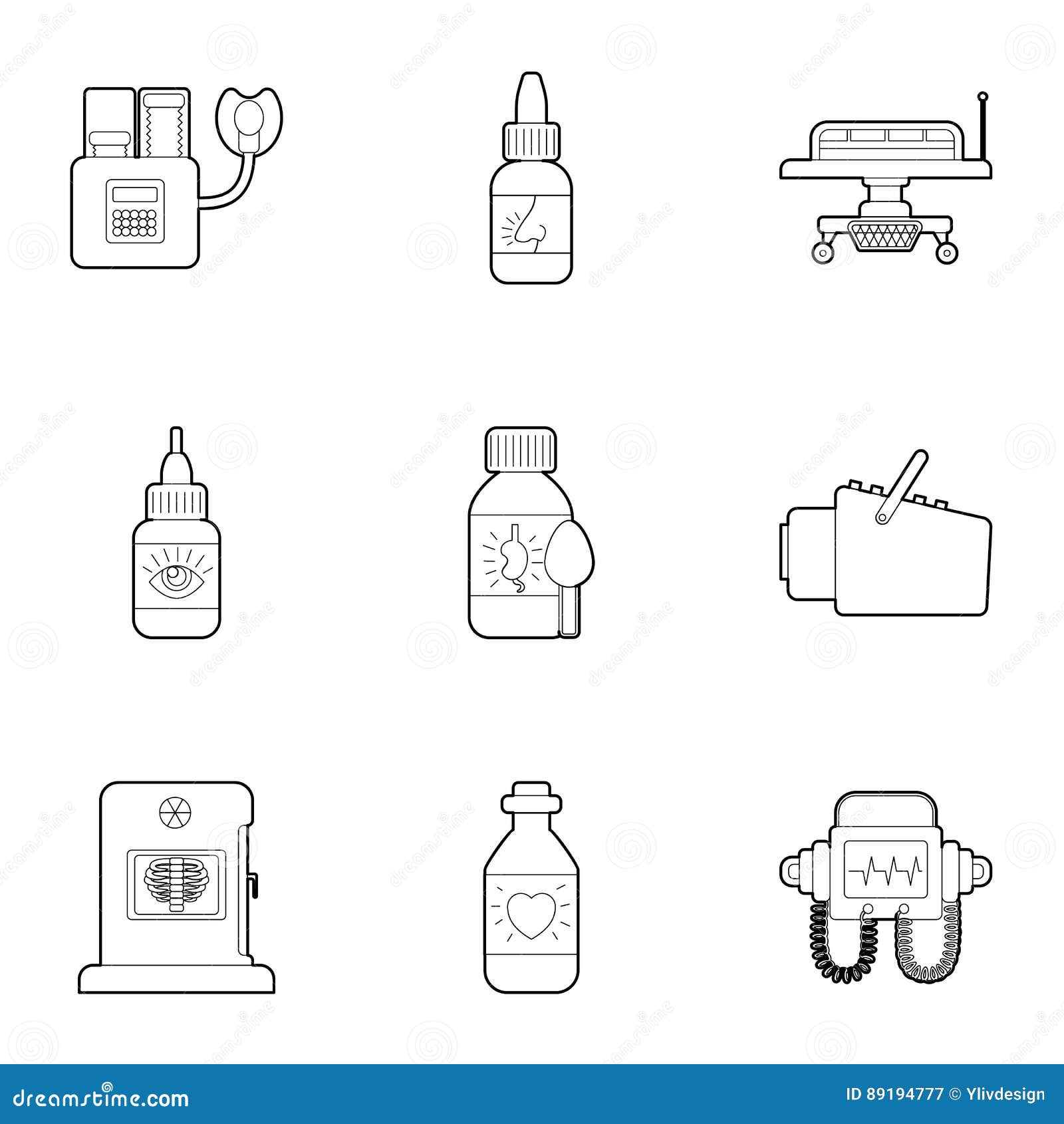 Diagnostic Center Icons Set, Outline Style Stock Vector - Illustration ...