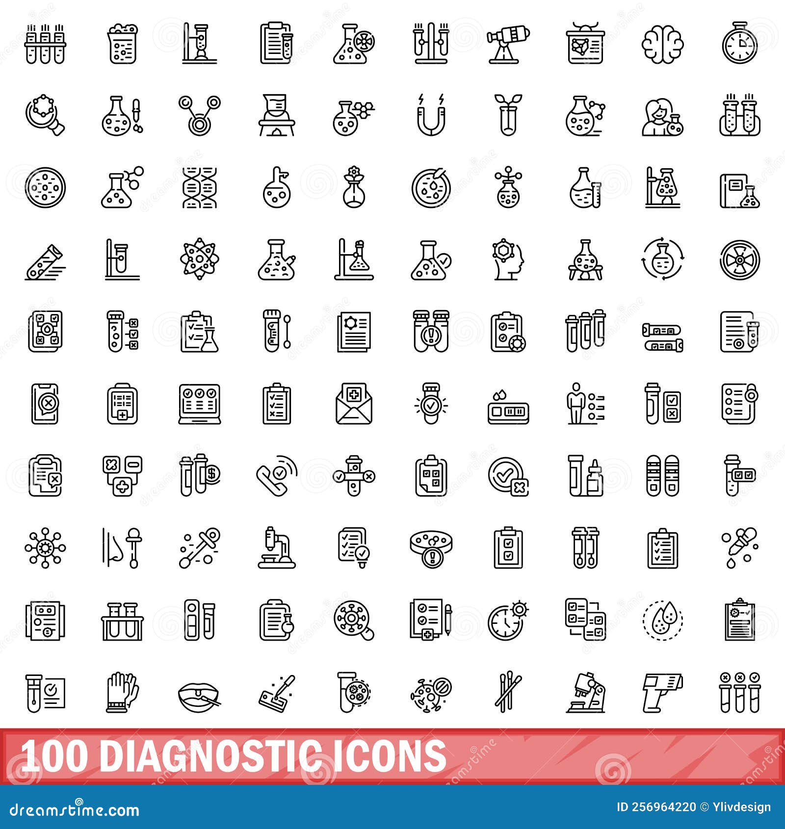 100 Diagnostic Icons Set, Outline Style Stock Vector - Illustration of ...