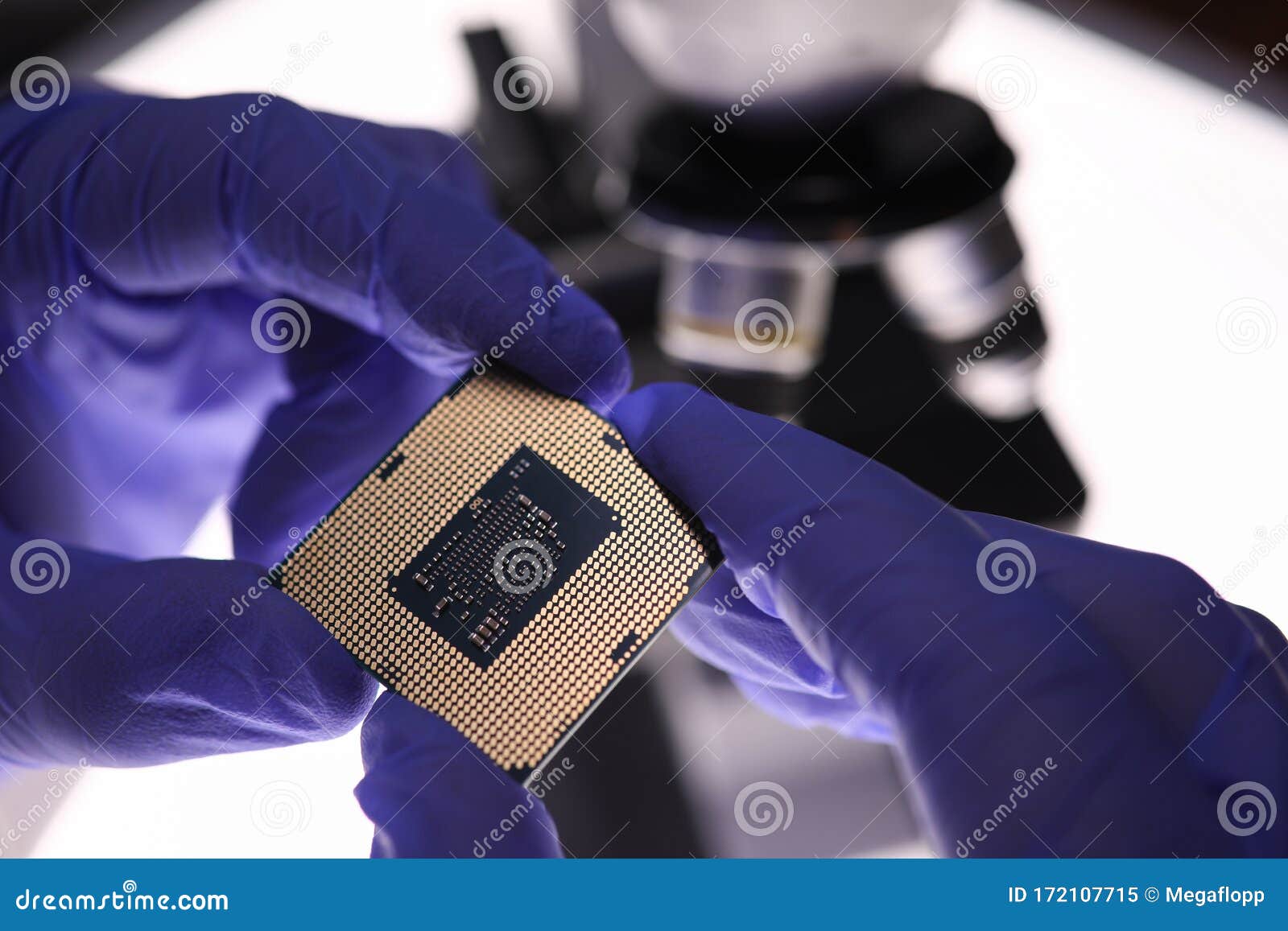 Diagnostics of Computer Microchip Stock Image - Image of engineer ...