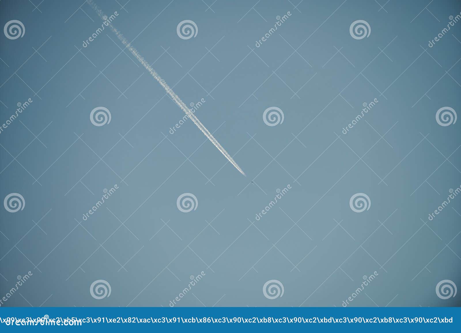 Diagonal Airplane Trace on a Clear Blue Sky. Stock Photo - Image of ...