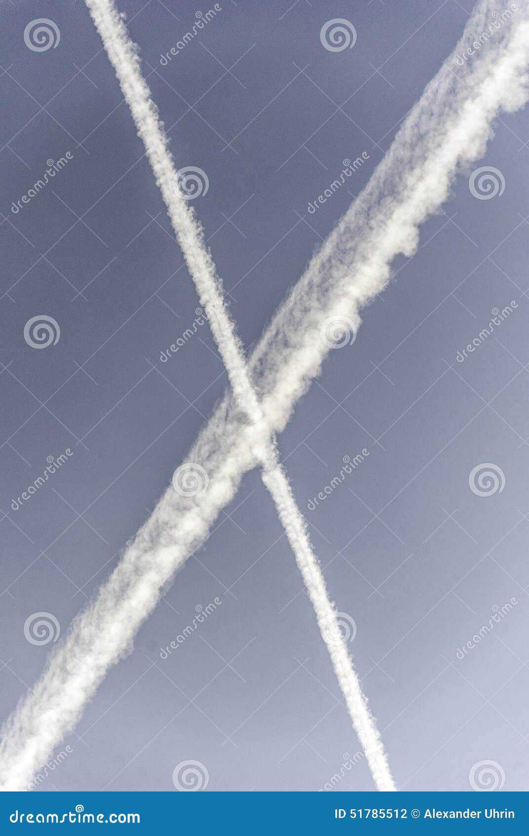 Diagonal Airplane Trace on a Clear Blue Sky Stock Photo - Image of ...