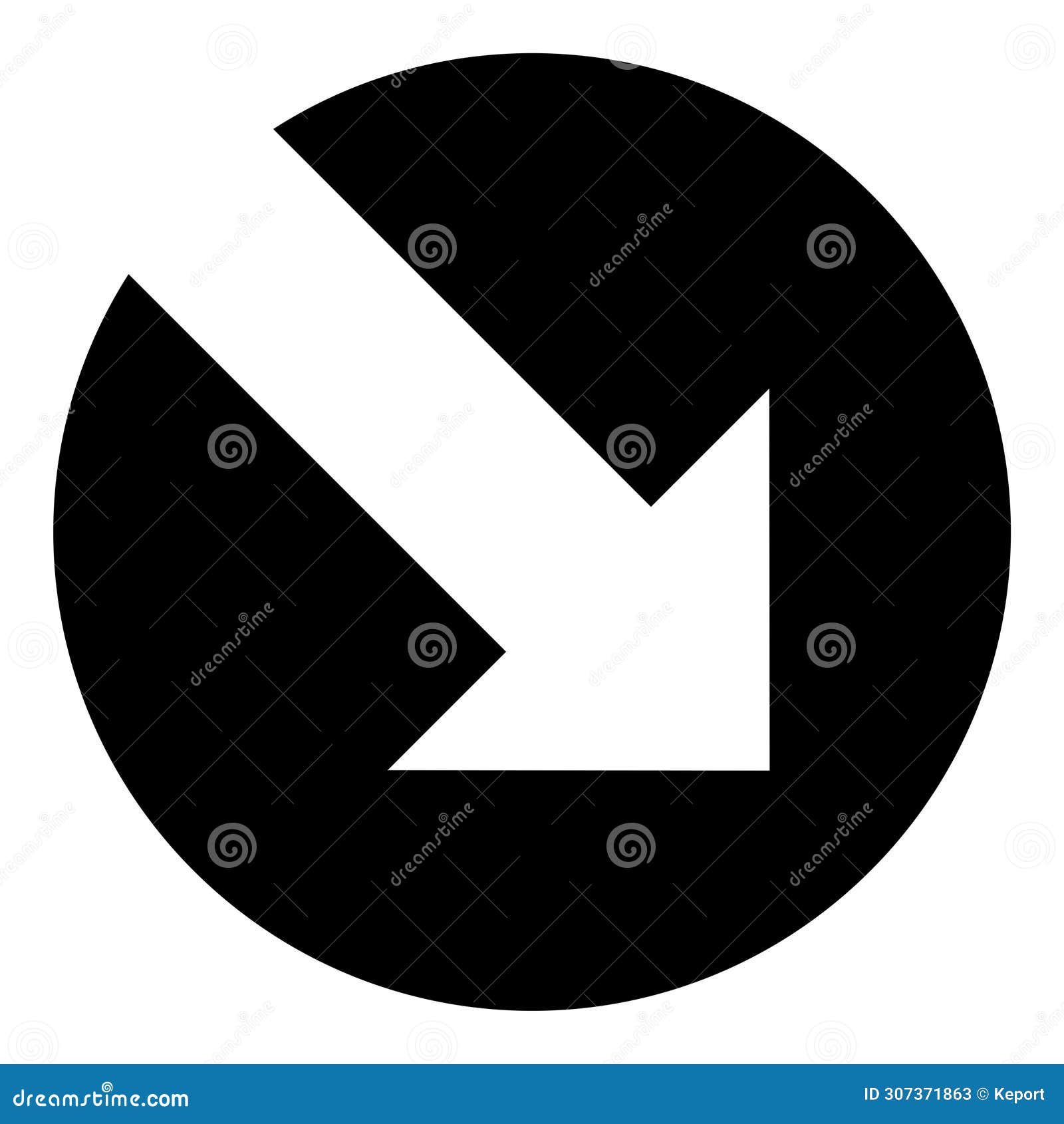 Diagonal Arrow Icon Down on Simple Black Button Stock Illustration ...