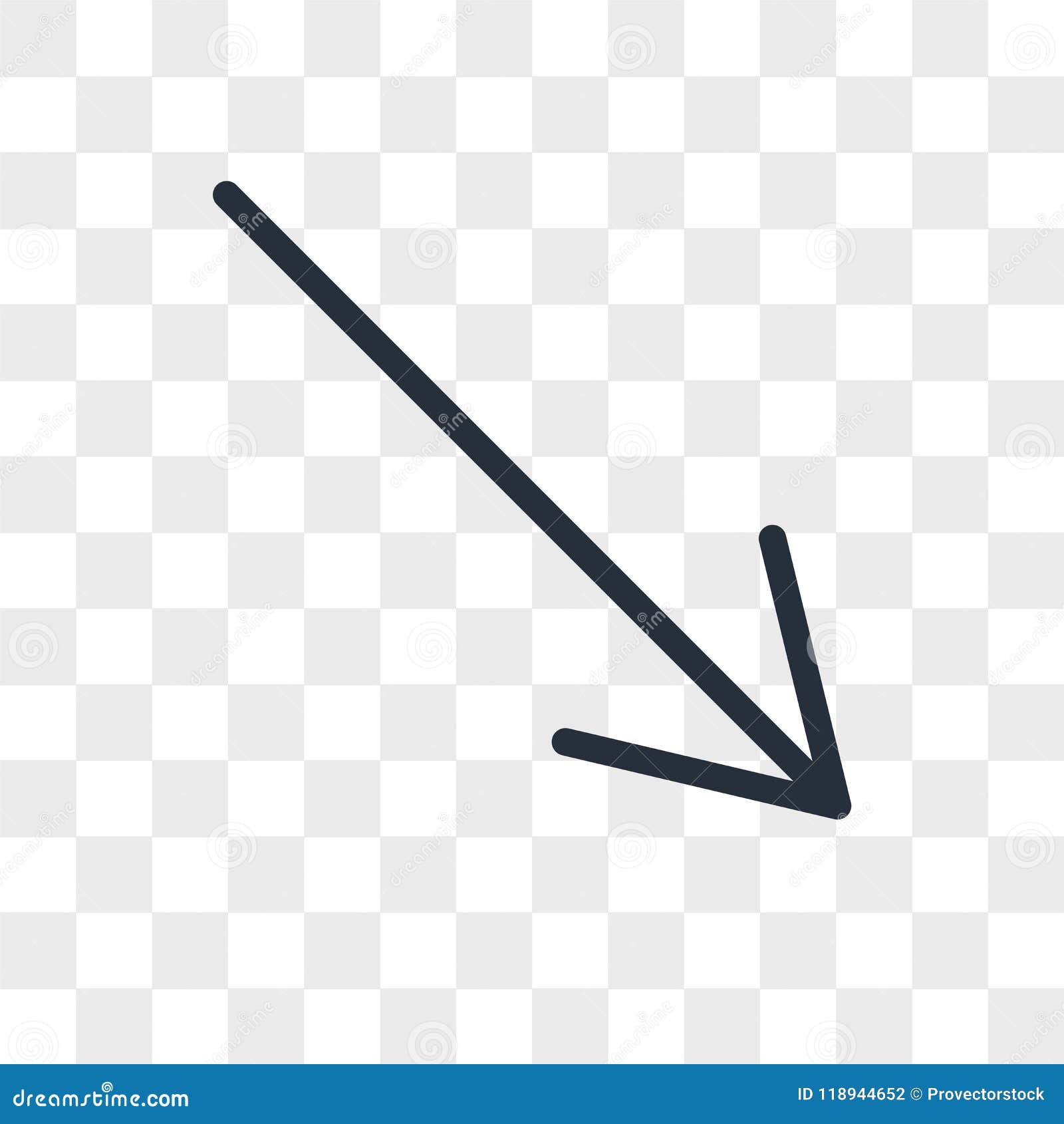 Diagonal Arrow Vector Icon Isolated on Transparent Background, Diagonal ...