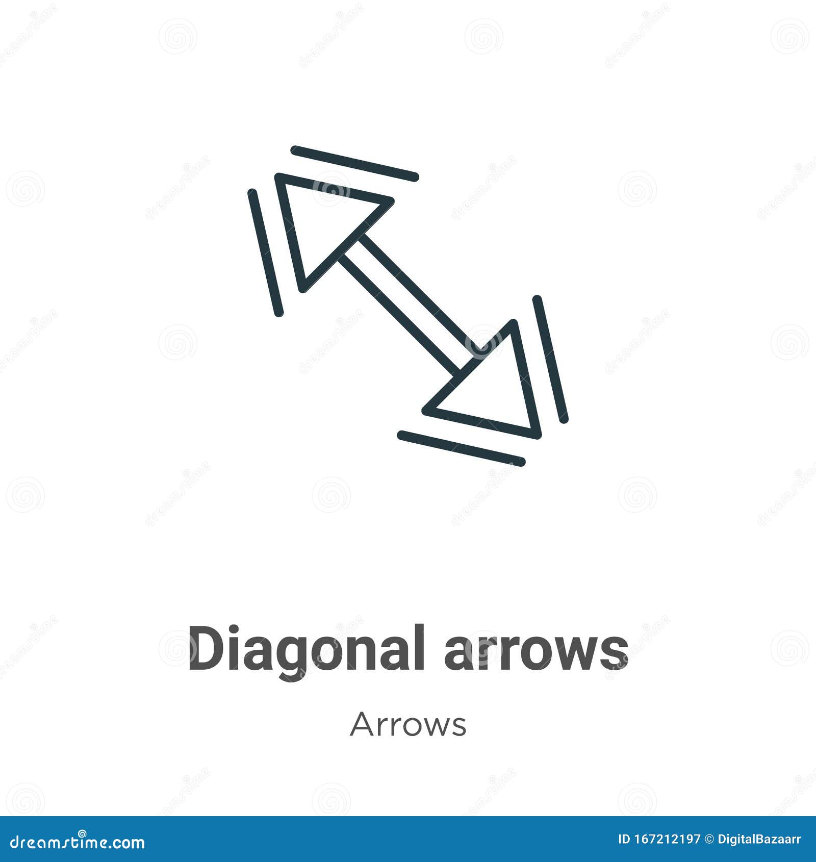 Diagonal Arrows Outline Vector Icon. Thin Line Black Diagonal Arrows ...