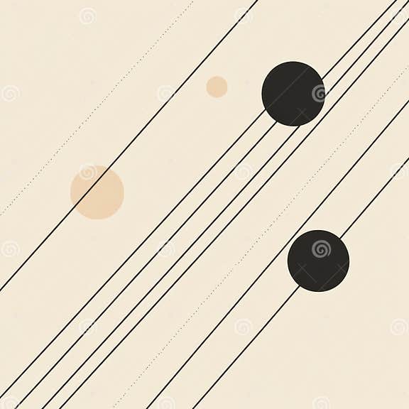 Diagonal Black Lines Intersect with Circles of Different Sizes Against ...