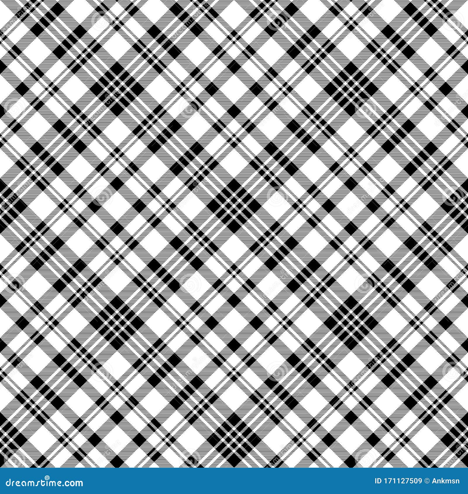 Diagonal Black White Check Plaid Seamless Pattern Stock Vector ...