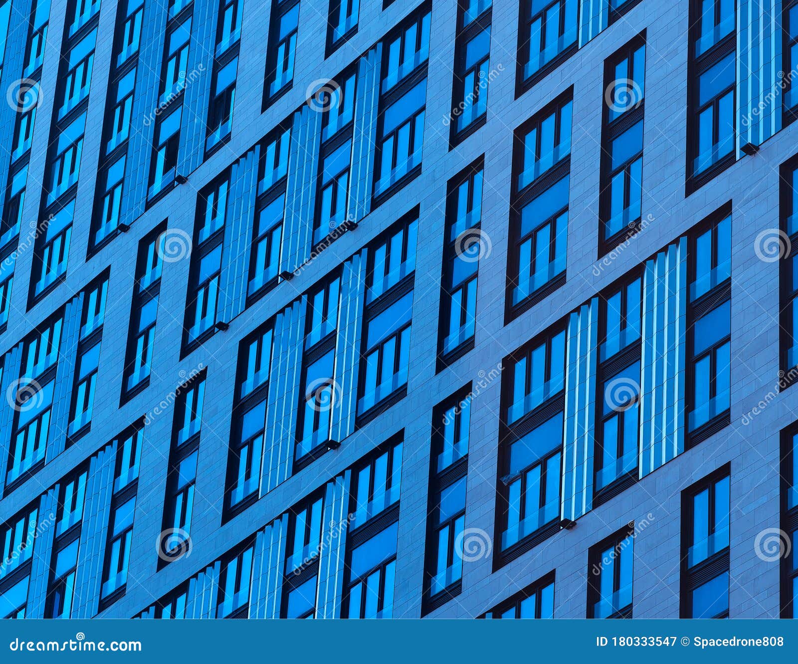 Diagonal Blue Windows of Business Office Building Stock Image - Image ...