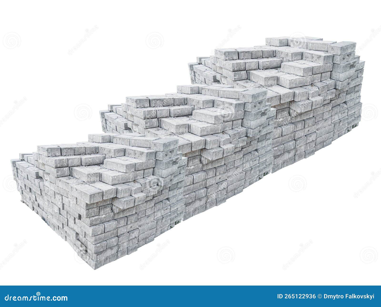 Diagonal Brick Barricade Wall, Isolated on White Stock Photo - Image of ...