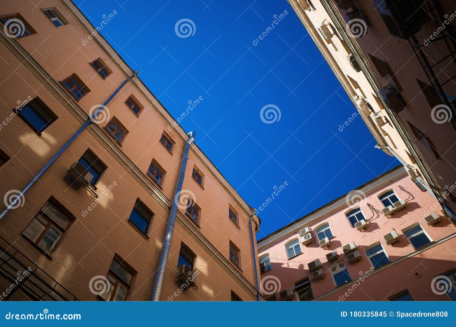 Diagonal Buildings Upward View Background Stock Image - Image of center ...