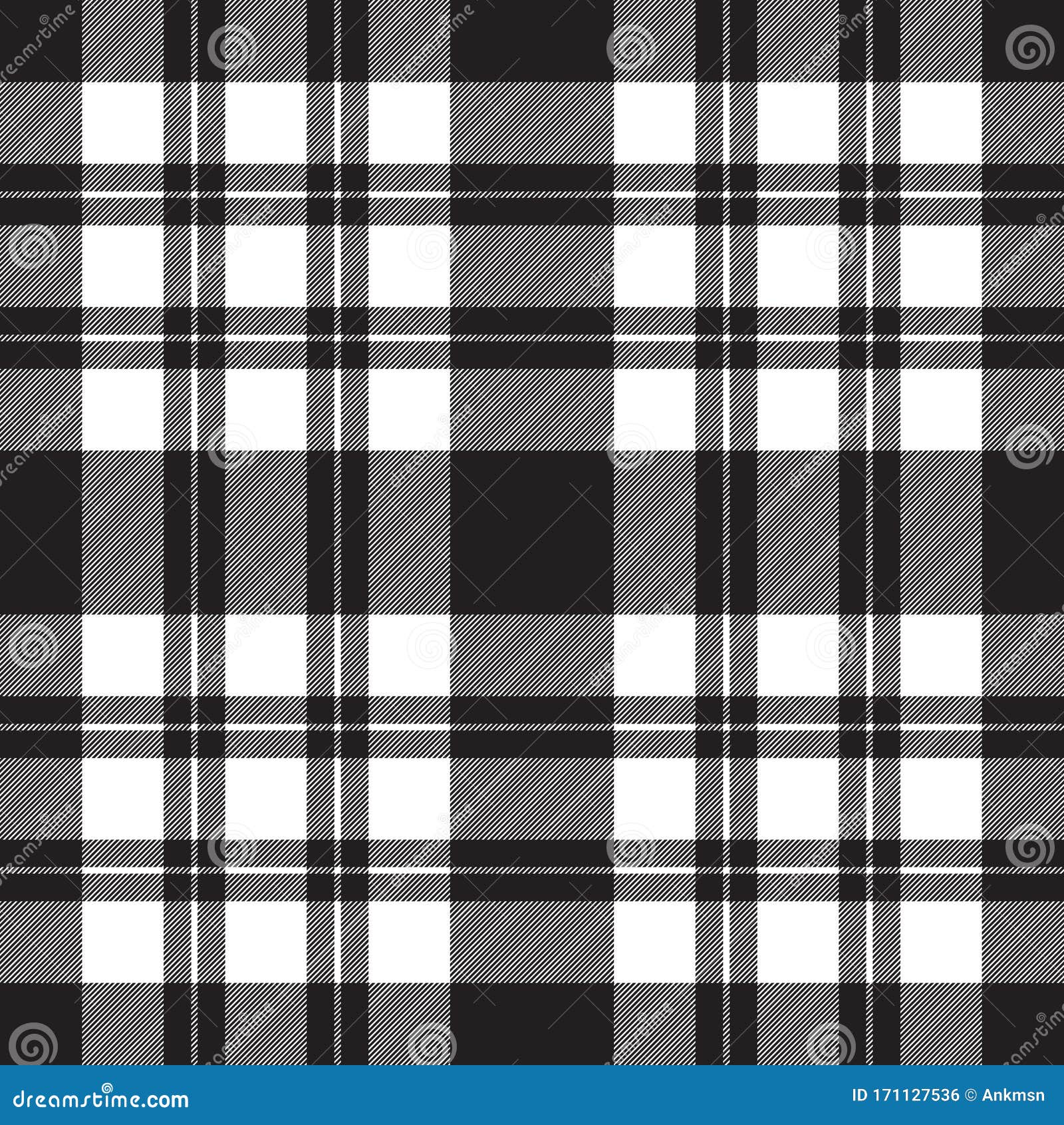 Diagonal Check Fabric Texture Seamless Black White Pattern Stock Vector ...