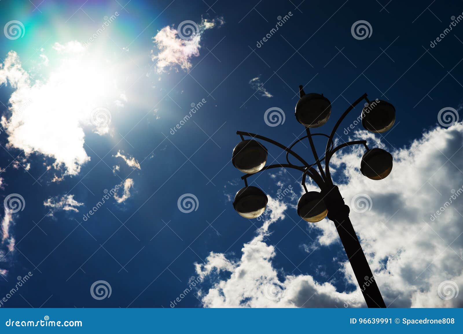 Diagonal City Lamp with Light Leak Background Stock Image - Image of ...