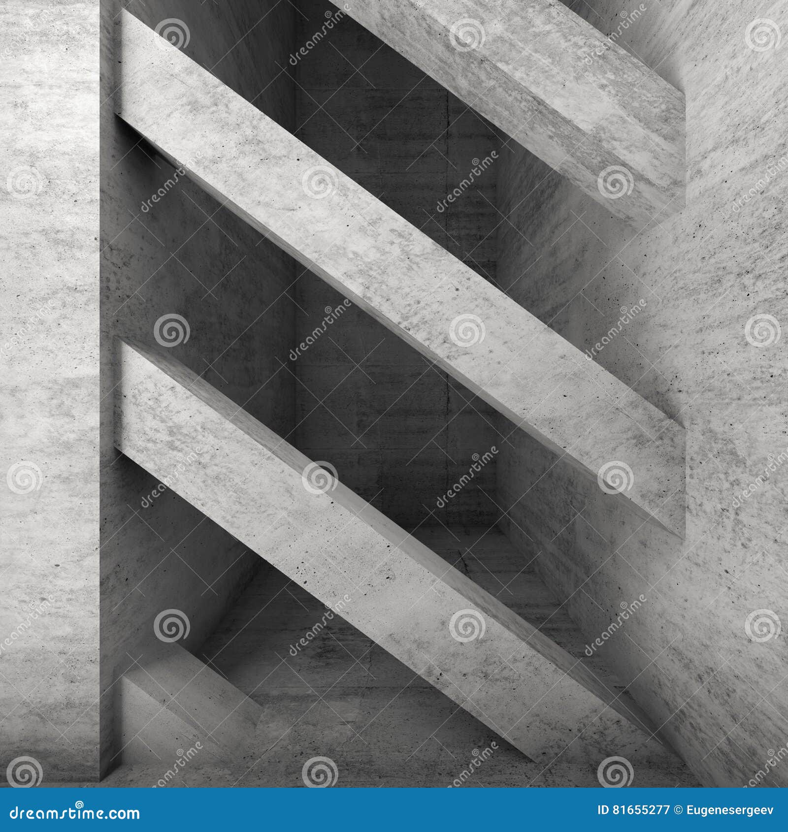 Diagonal Concrete Beams. 3d Interior Stock Illustration - Illustration ...