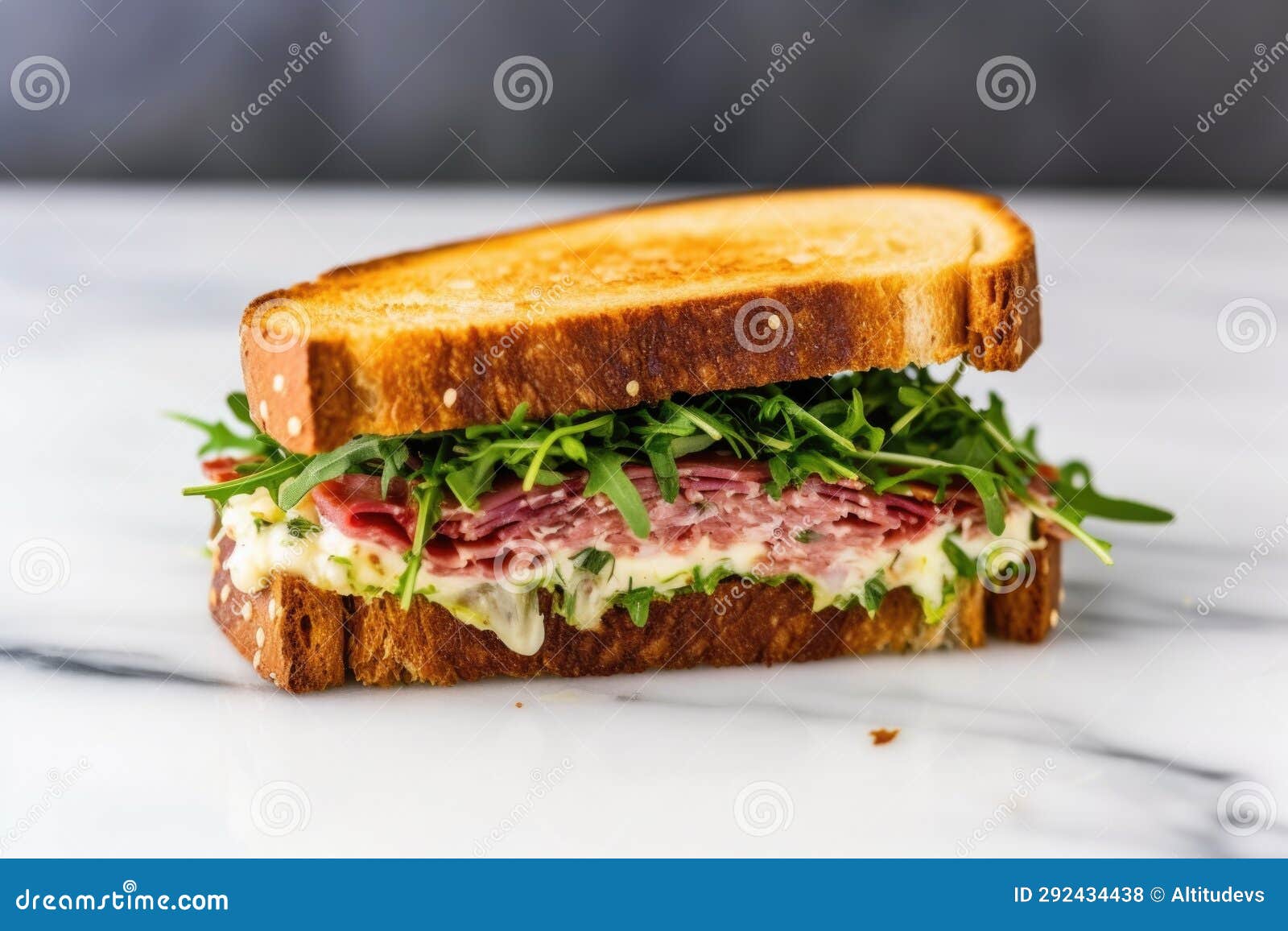 Diagonal Cut of Sandwich on a Marble Surface Stock Photo - Image of ...