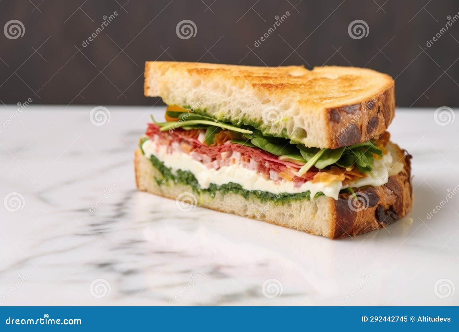 Diagonal Cut of Sandwich on a Marble Surface Stock Image - Image of ...