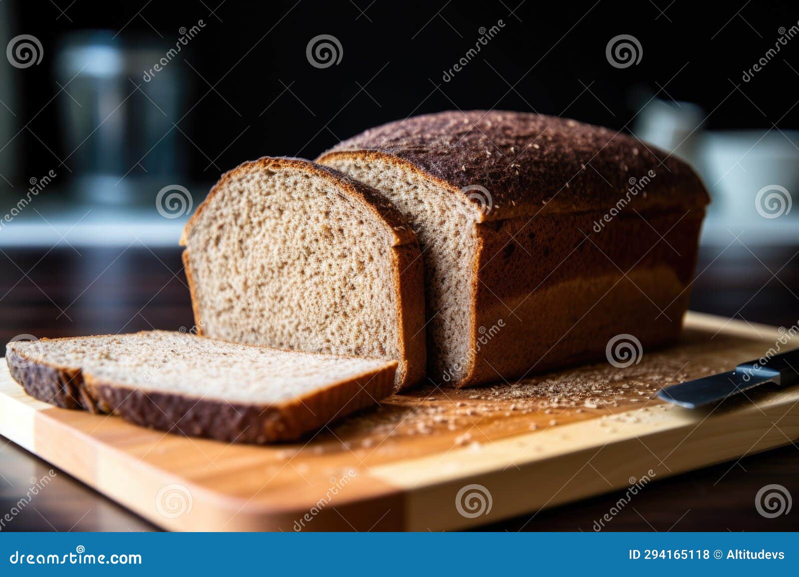 Diagonal Cut of Sprouted Grain Bread Showing Texture Stock Photo ...
