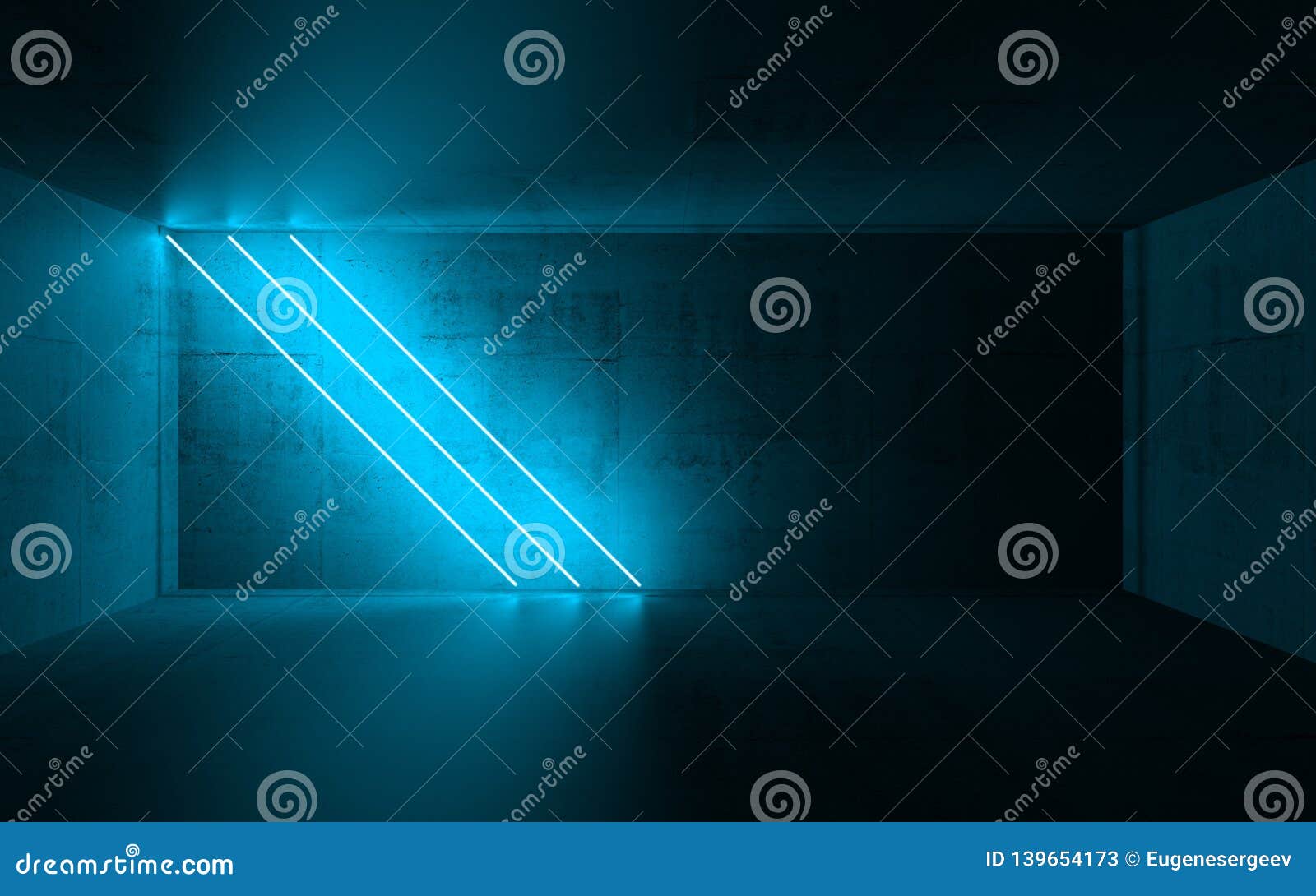 Diagonal Cyan Neon Lights, 3d Render Stock Illustration - Illustration ...